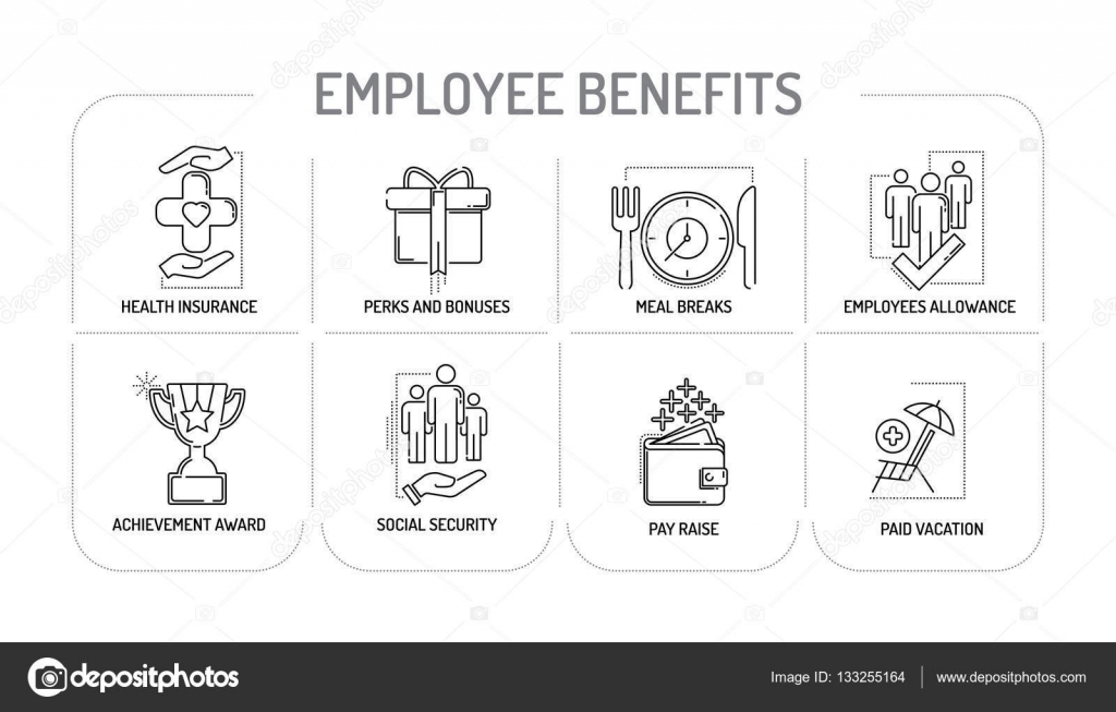 EMPLOYEE BENEFITS - Line icons — Stock Vector © garagestock #133255164 EMPLOYEE BENEFITS - Line icons — Stock Vector © garagestock #133255164
