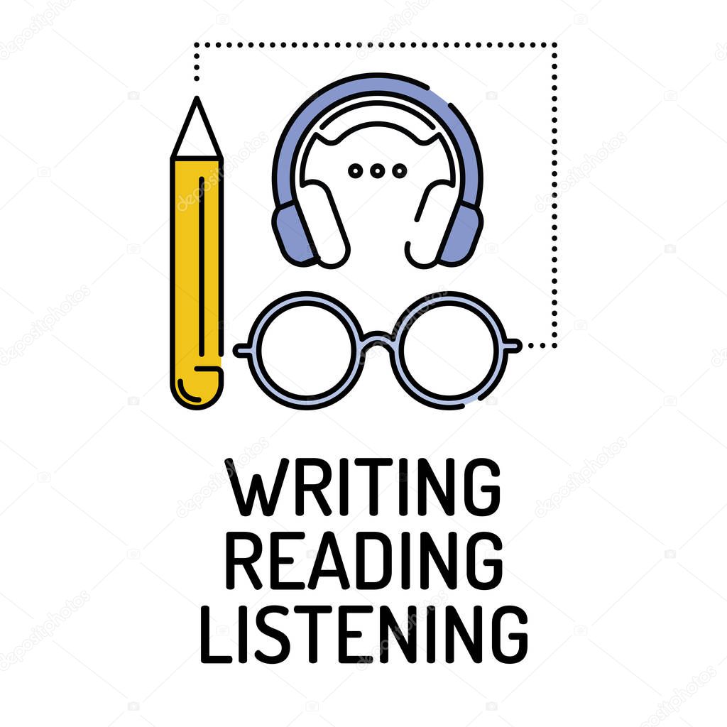 WRITING READING LISTENING Line icon — Stock Vector © garagestock #133252024