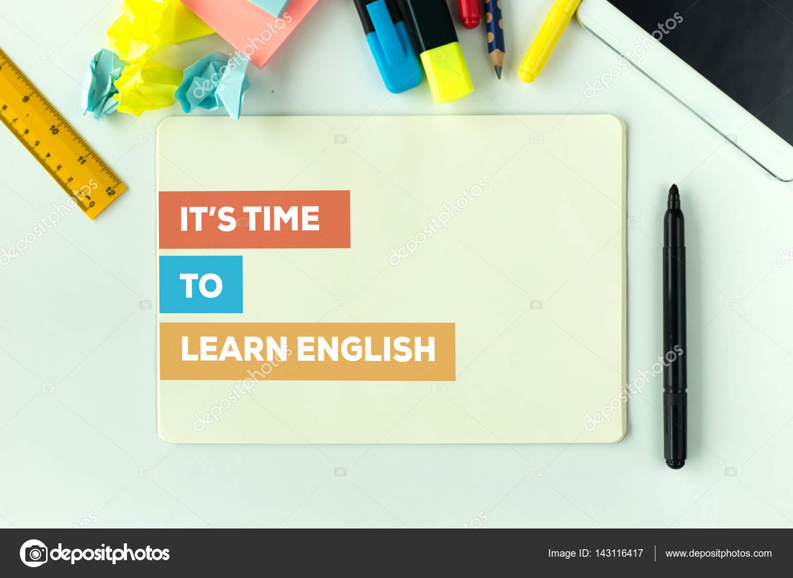 IT'S TIME TO LEARN ENGLISH CONCEPT Stock Photo by ©garagestock 143116417