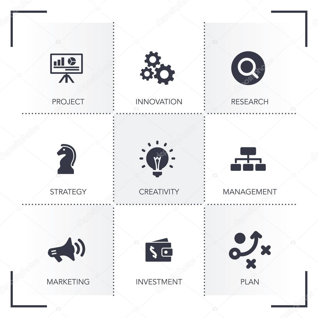 BUSINESS DEVELOPMENT ICON SET — Stock Vector © garagestock #145156577