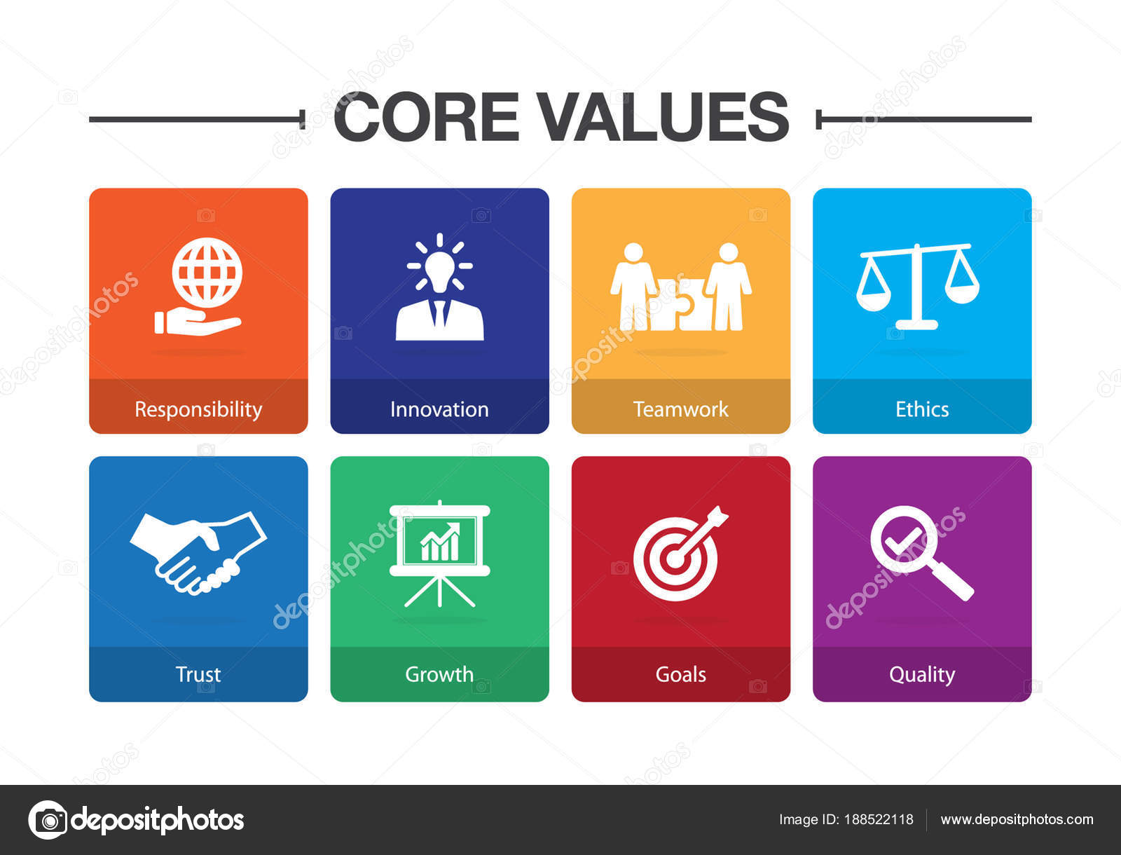 Image vectorielle Ensemble d'icônes d'infographie de valeurs ...