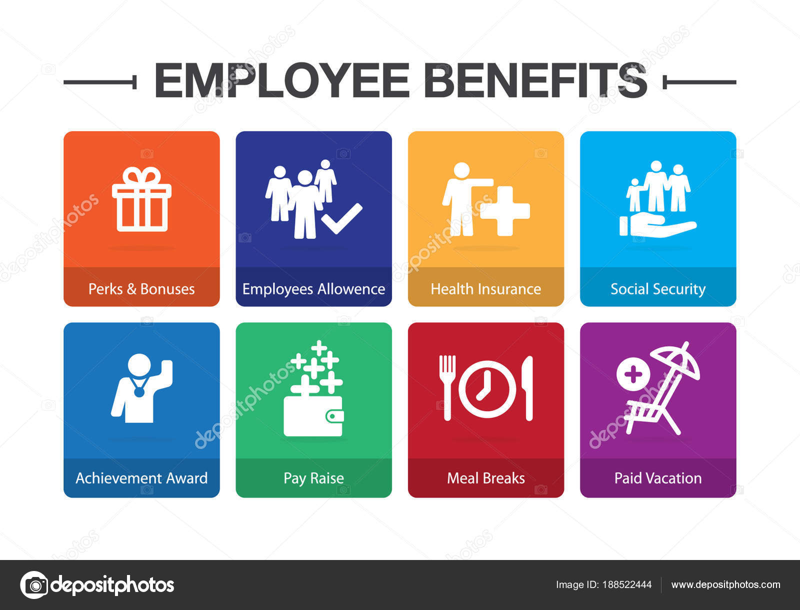 Employee Benefits Infographic Icon Set Stock Vector by ©garagestock 188522444