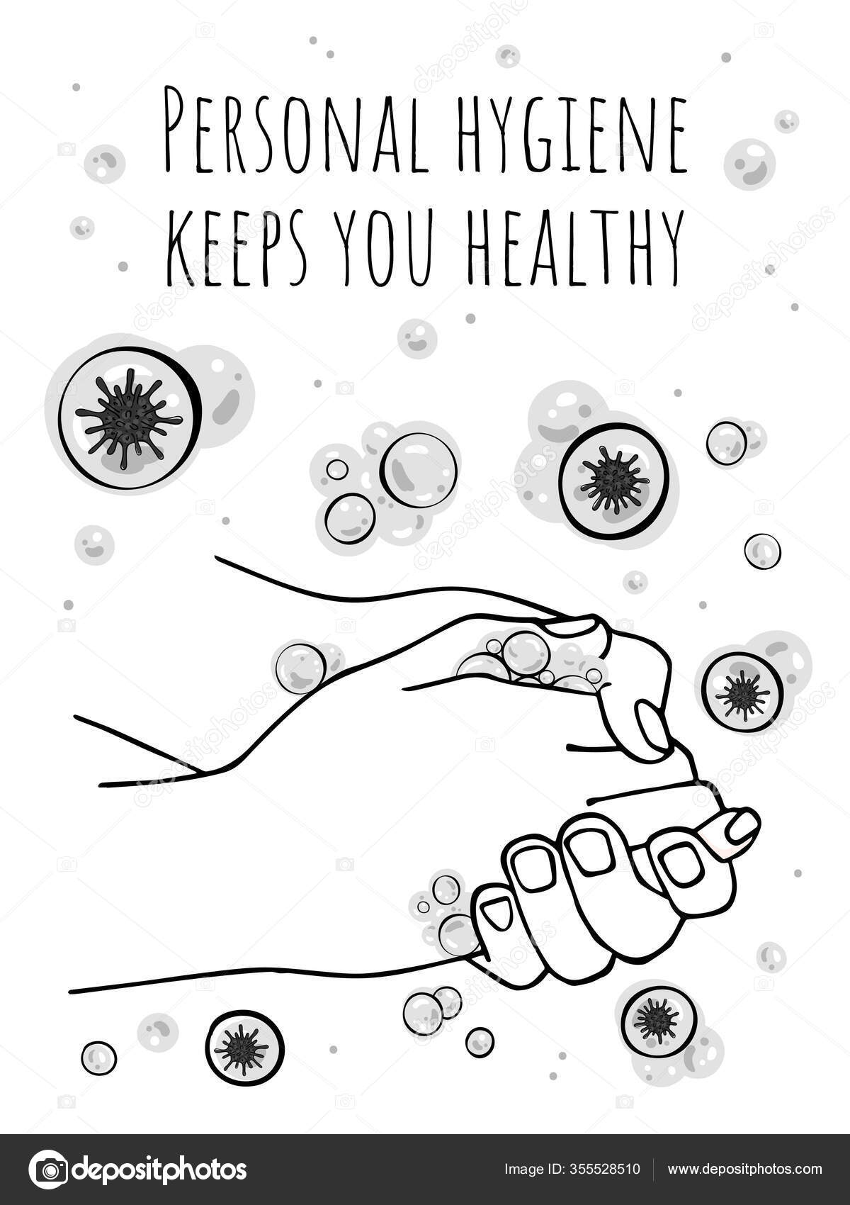 Personal Hygiene Disease Prevention Poster Hands Cleansed Virus ...