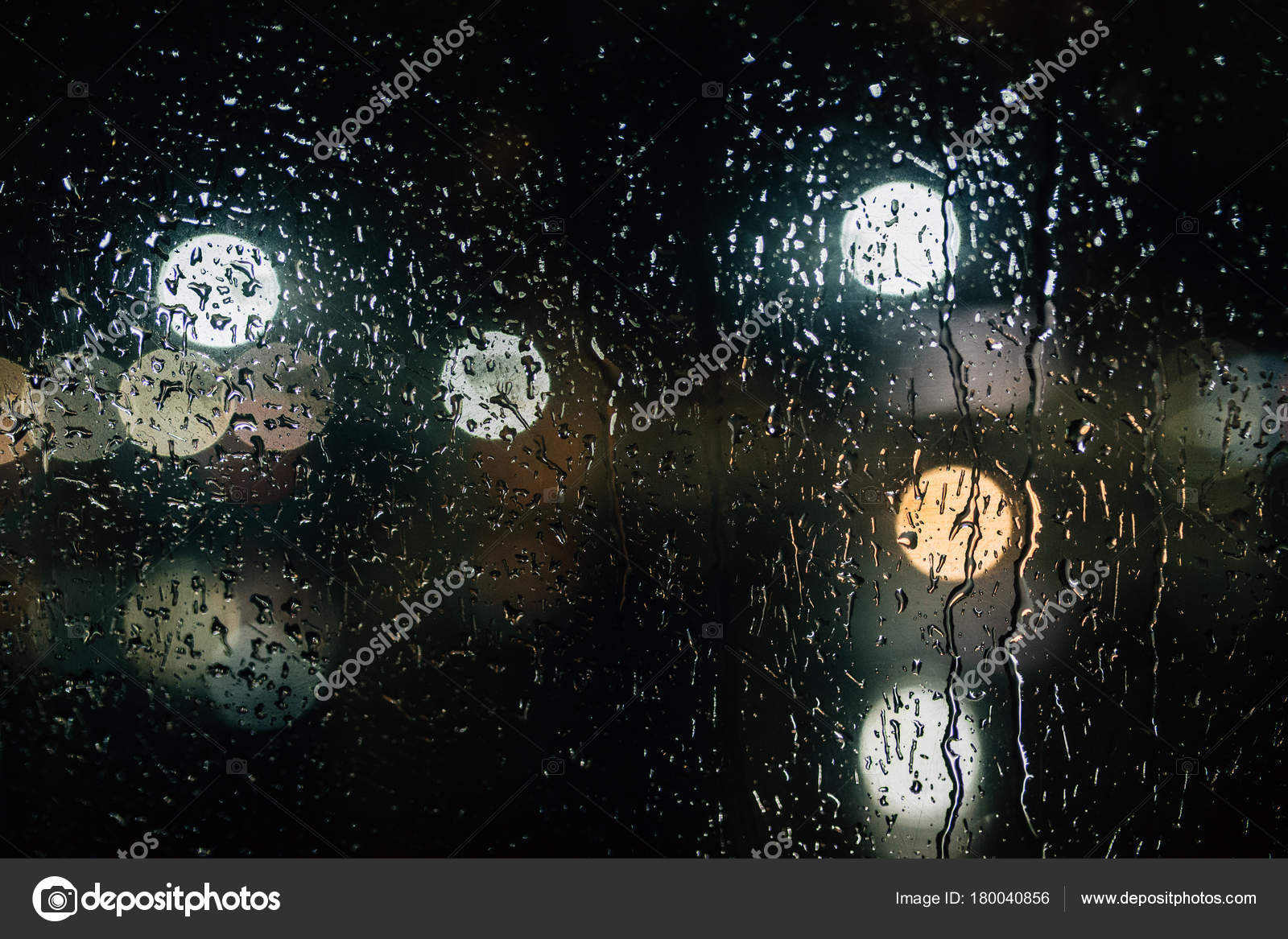 Rain Drops Window Glass Lights Bokeh Stock Photo by ©svetaya 180040856