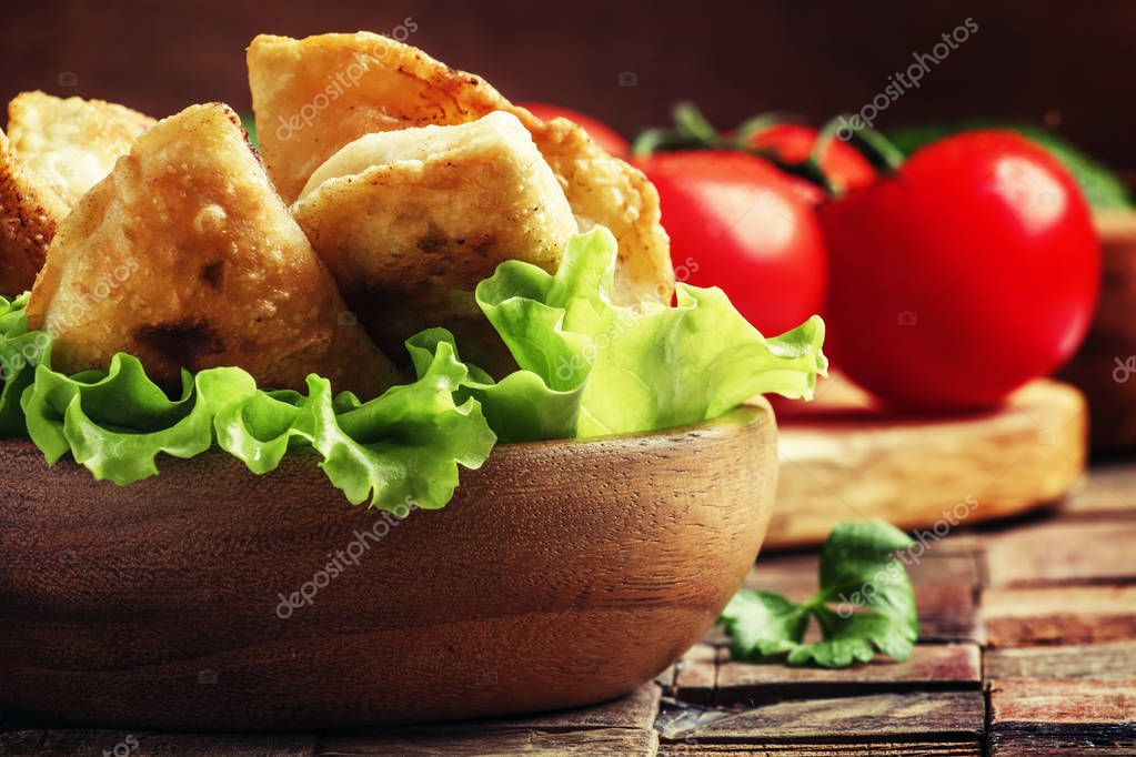 Pastelitos fritos caseros con carne en un taz n 2024