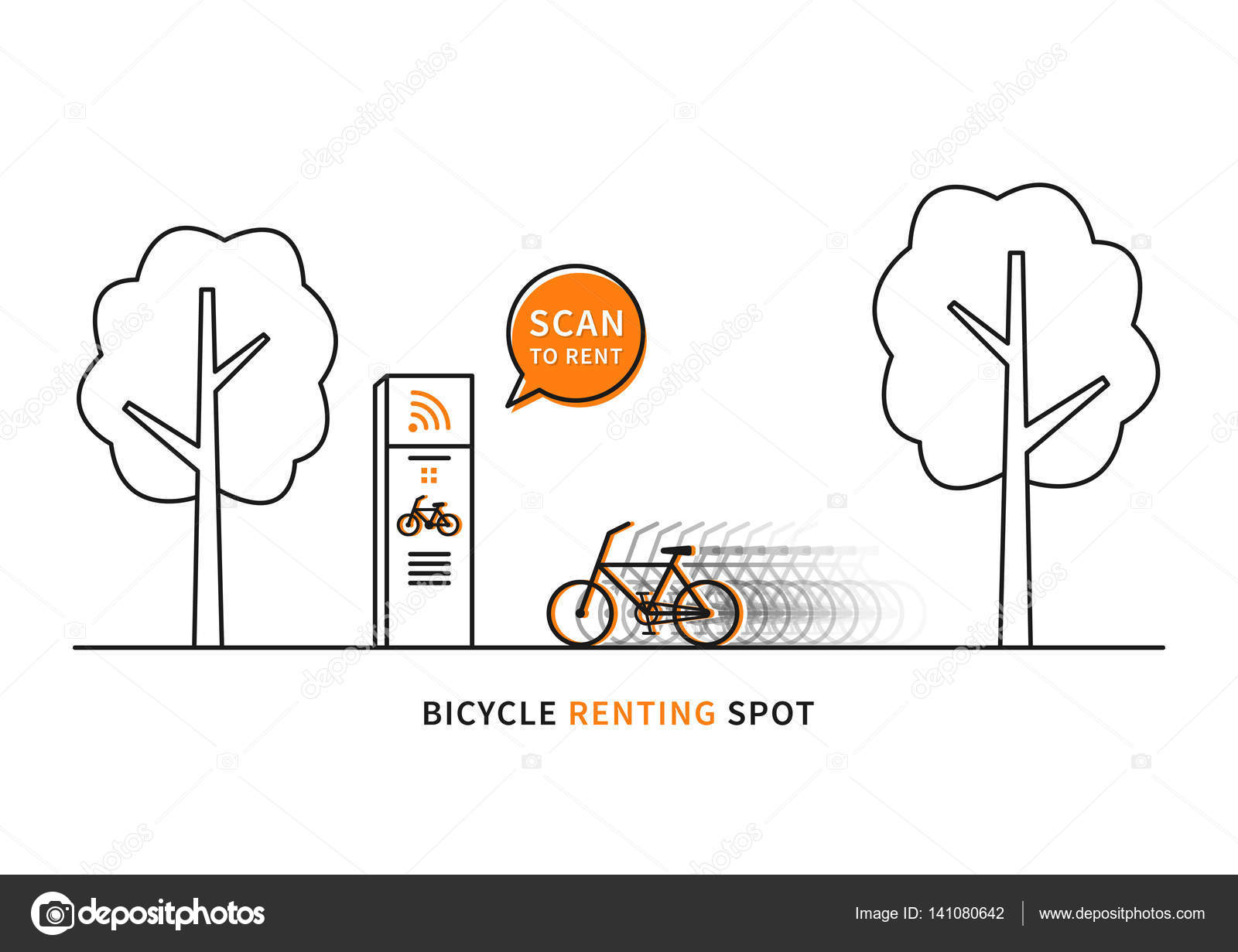 Bicycle renting spot vector illustration Stock Vector by ©AleksOrel ...
