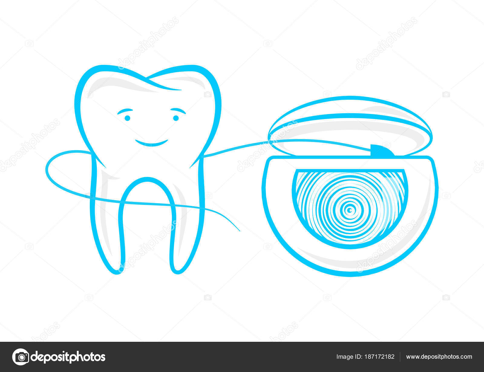 Tooth and floss string vector illustration Stock Vector Image by ...