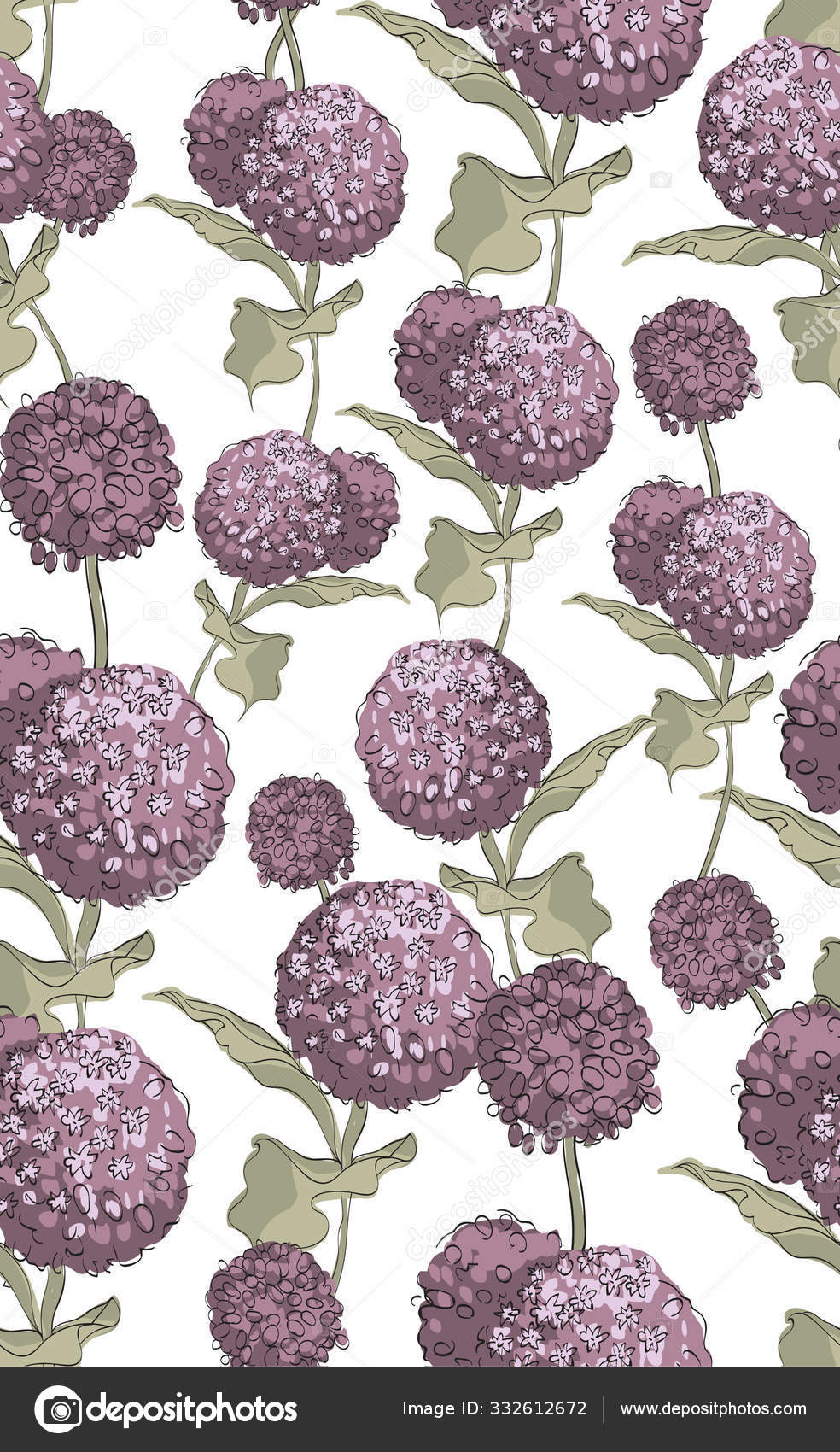 Vector floral design with blossom asclepias syriaca on white background ...