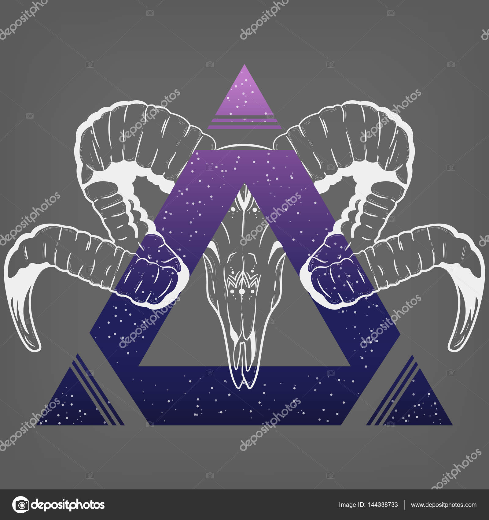 Ram skull with a triangle. Vector print Stock Vector Image by ©Hmarka ...