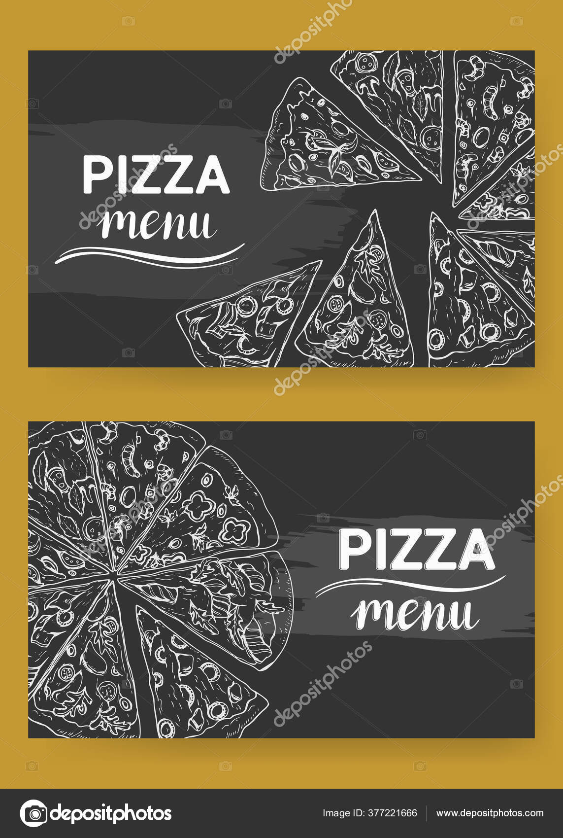 Pizza Menu Horizontal Backgrounds Slices Pizza Stock Vector by ©Hmarka ...