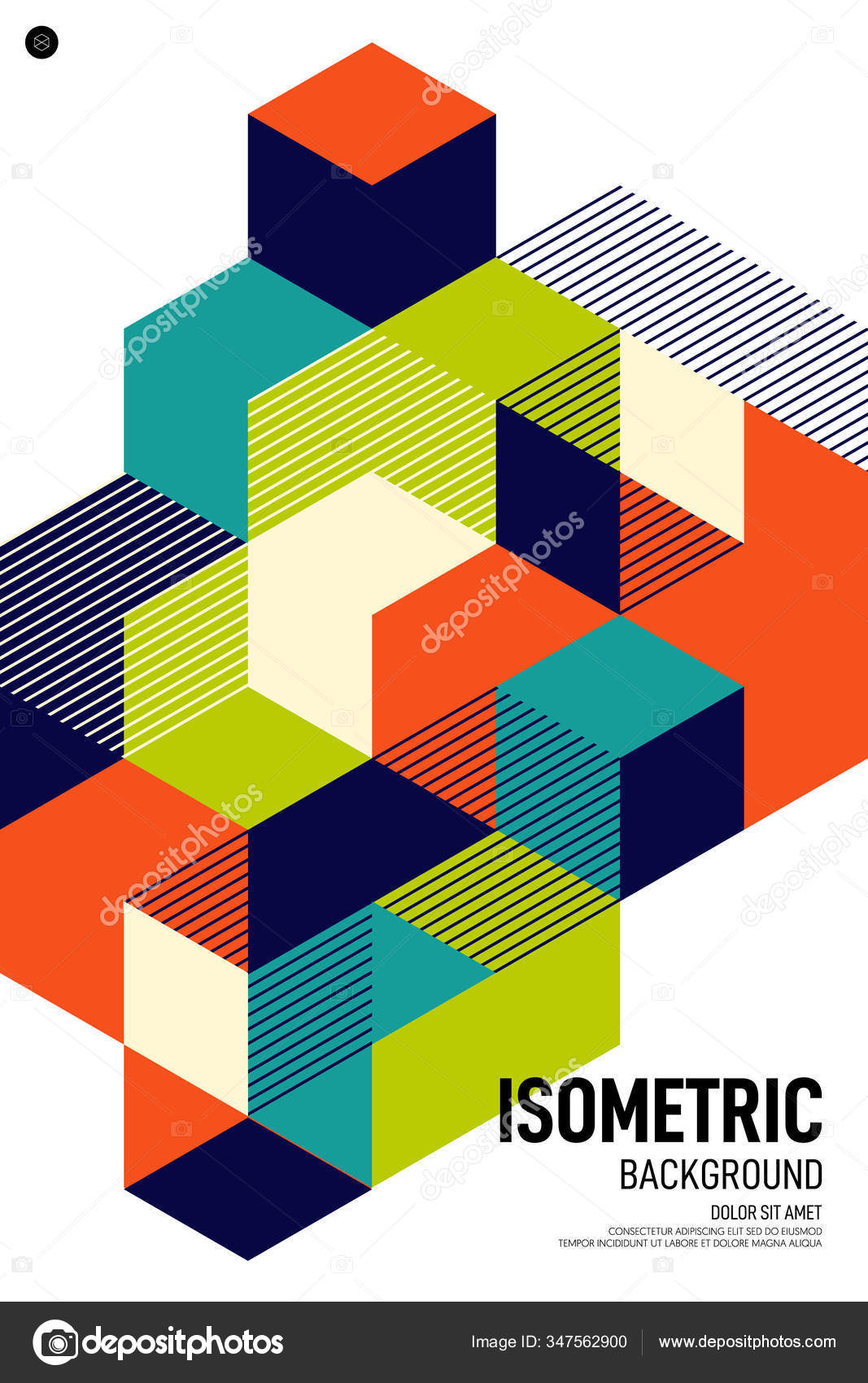 Abstract Colorful Isometric Geometric Shape Layout Poster Background ...