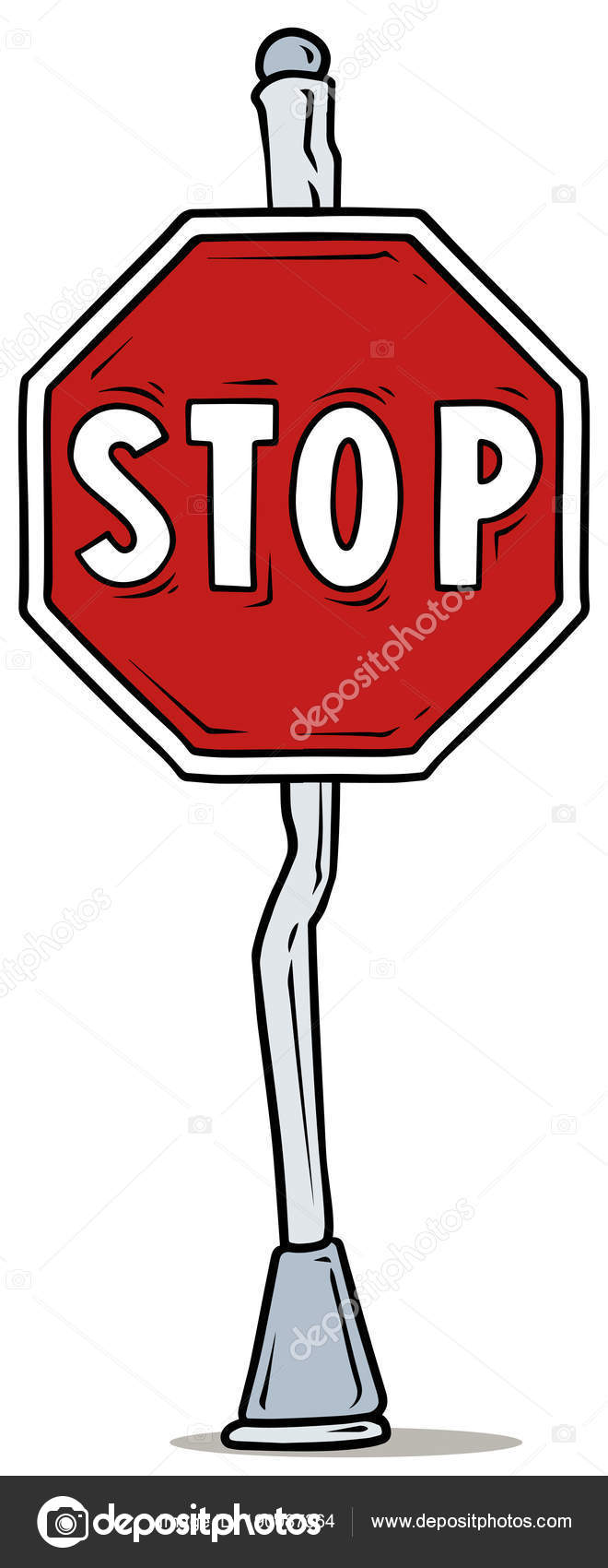 Cartoon rode stop verkeersbord op stalen paal vectorafbeelding door ...