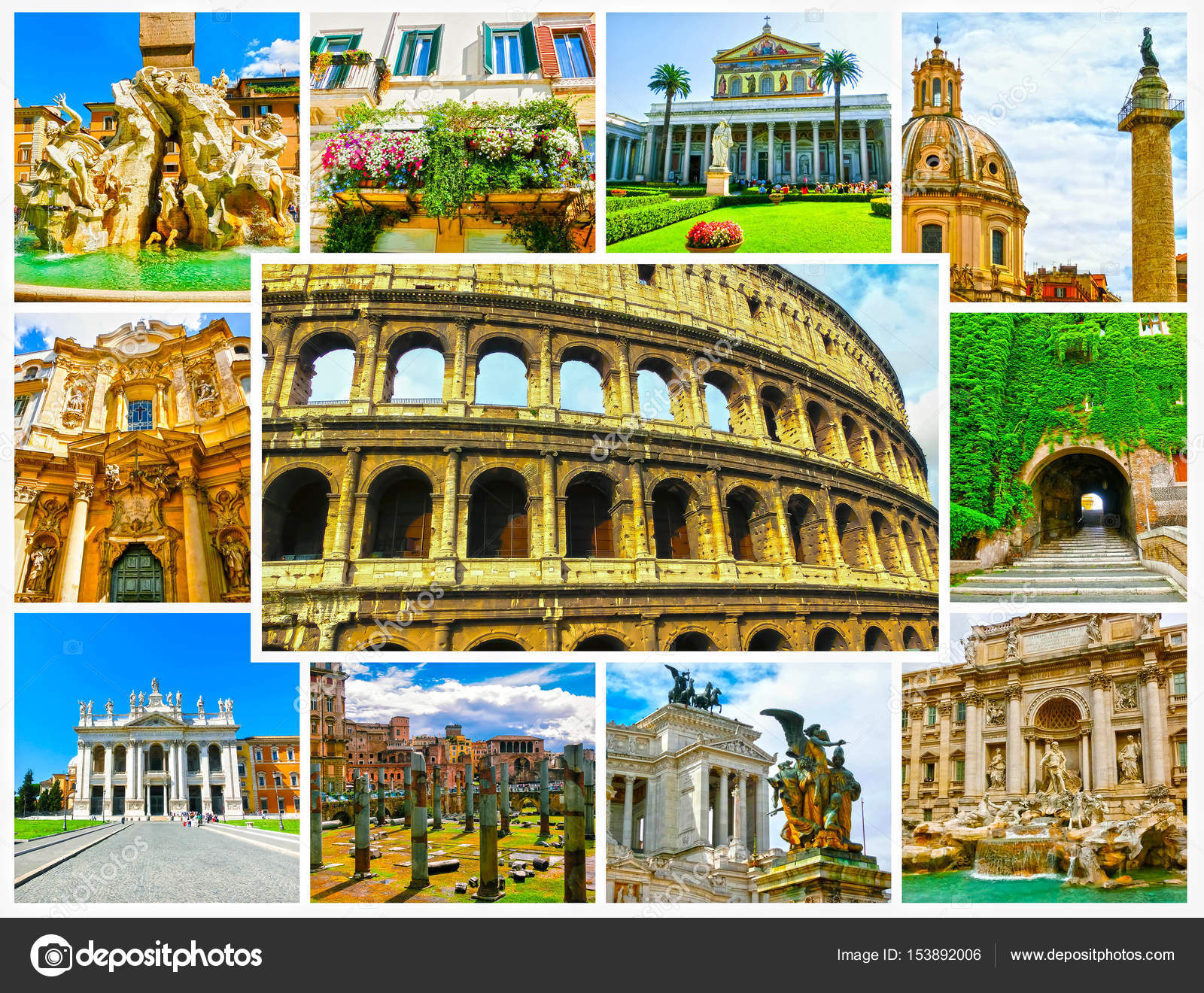 The collage from best views of Rome, Italy — Stock Photo © Marina113 ...