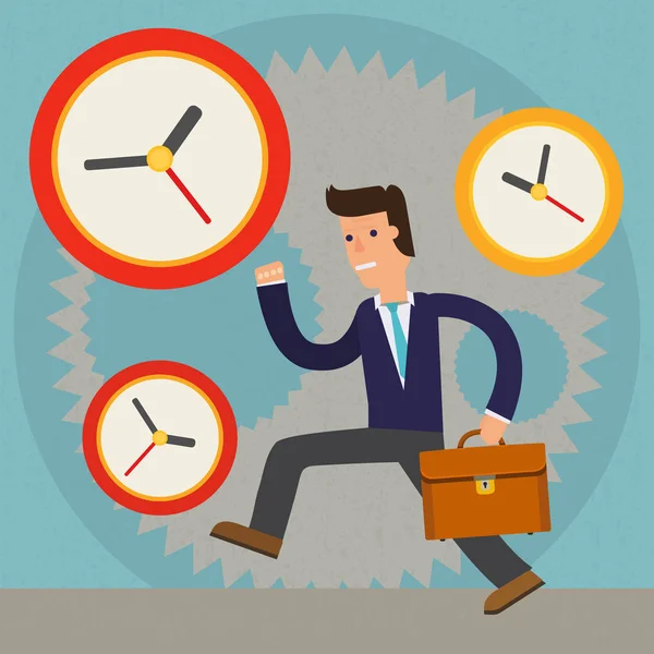 Abstract Businessman Running against the Clock — Stock Vector ...