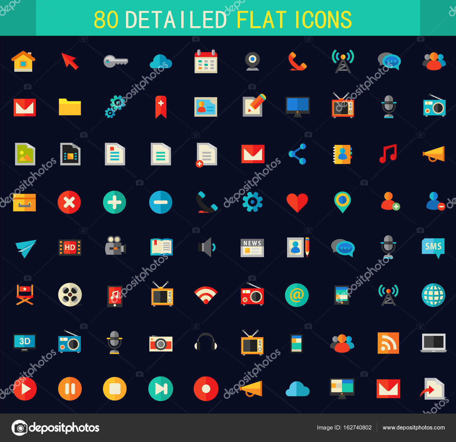 Trendy Multimedia icons — Stock Photo © -izabell- #162740802