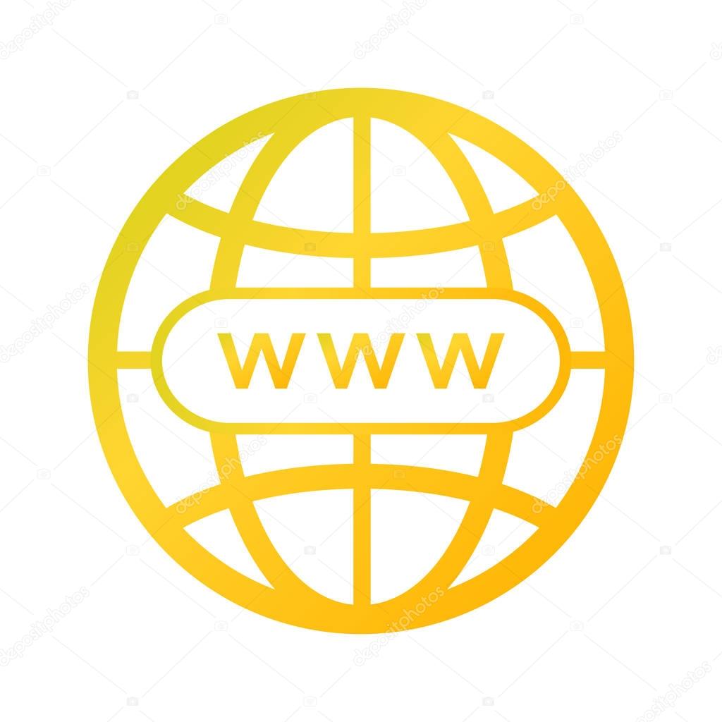 Website golden yellow icon isolated on a white background, vector ...