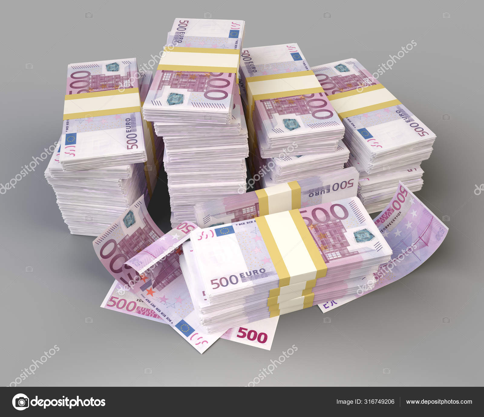 Bundles Money 500 Euros Separate Bills Render — Stock Photo © dennned ...
