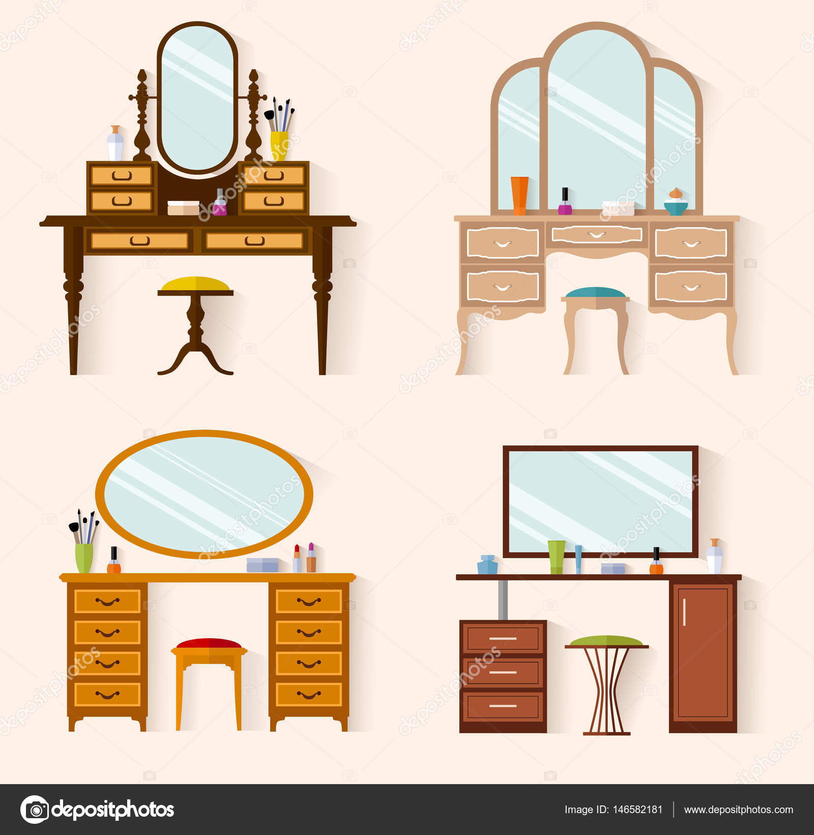 Collection of Vector dressing table Stock Vector by ©kurmanstock.gmail ...