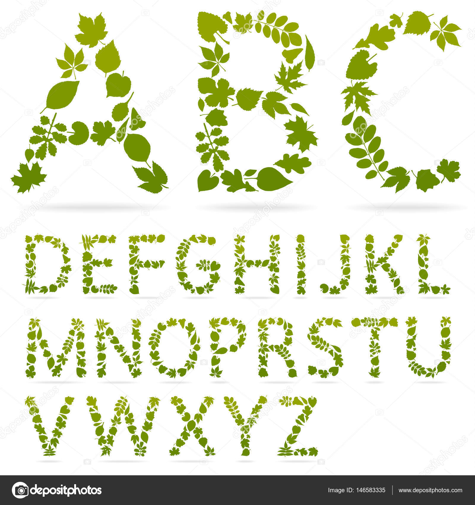 Vector letters made from green leaves Stock Vector Image by ...