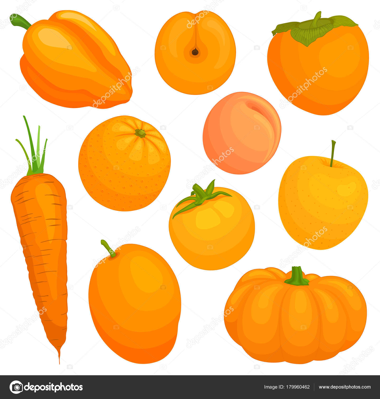 Vector naranja verduras y frutas . Vector de stock #179960462 de ...