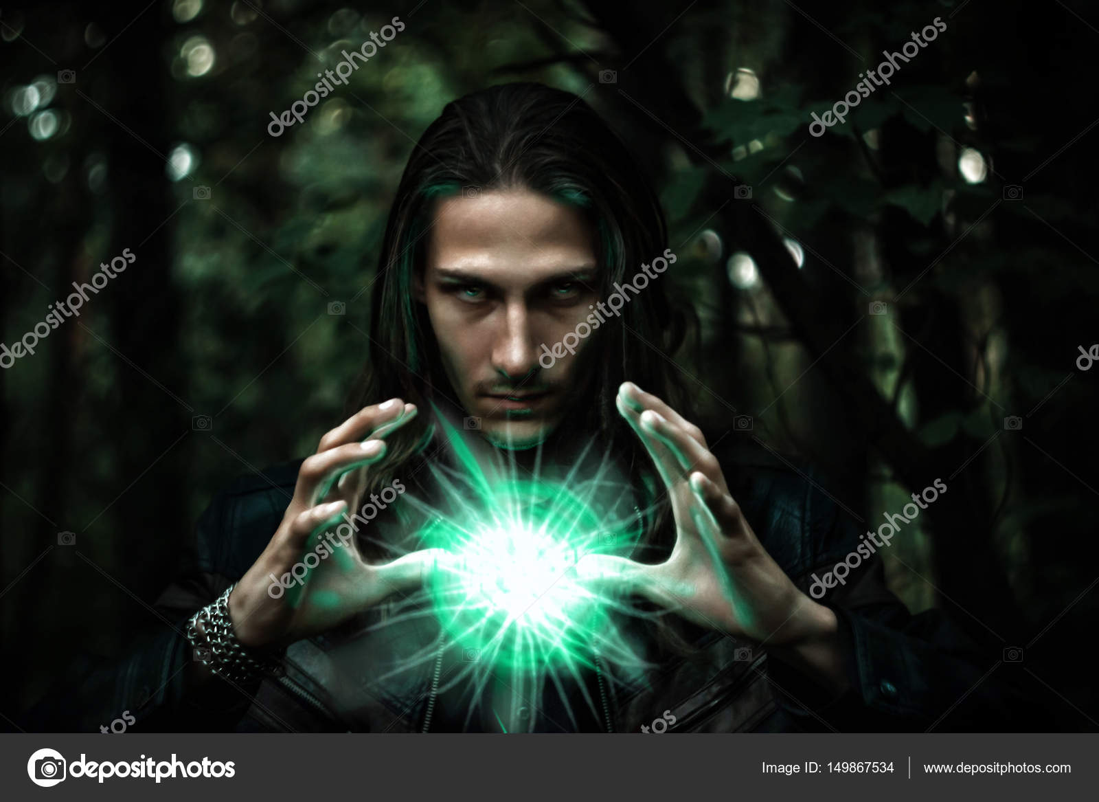 Man with a mysterious glowing orb. — Stock Photo © Venerala #149867534