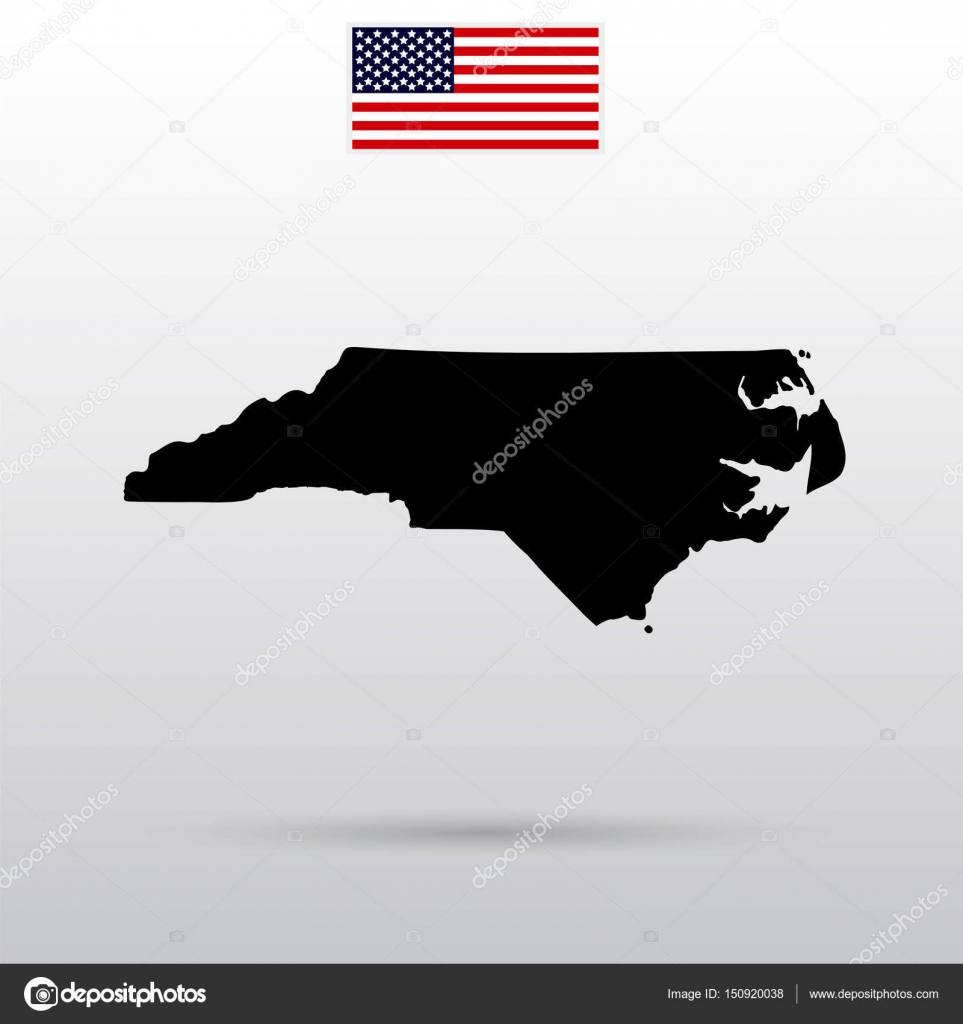 Map of the U.S. state of North Carolina. American flag Stock Vector by ...