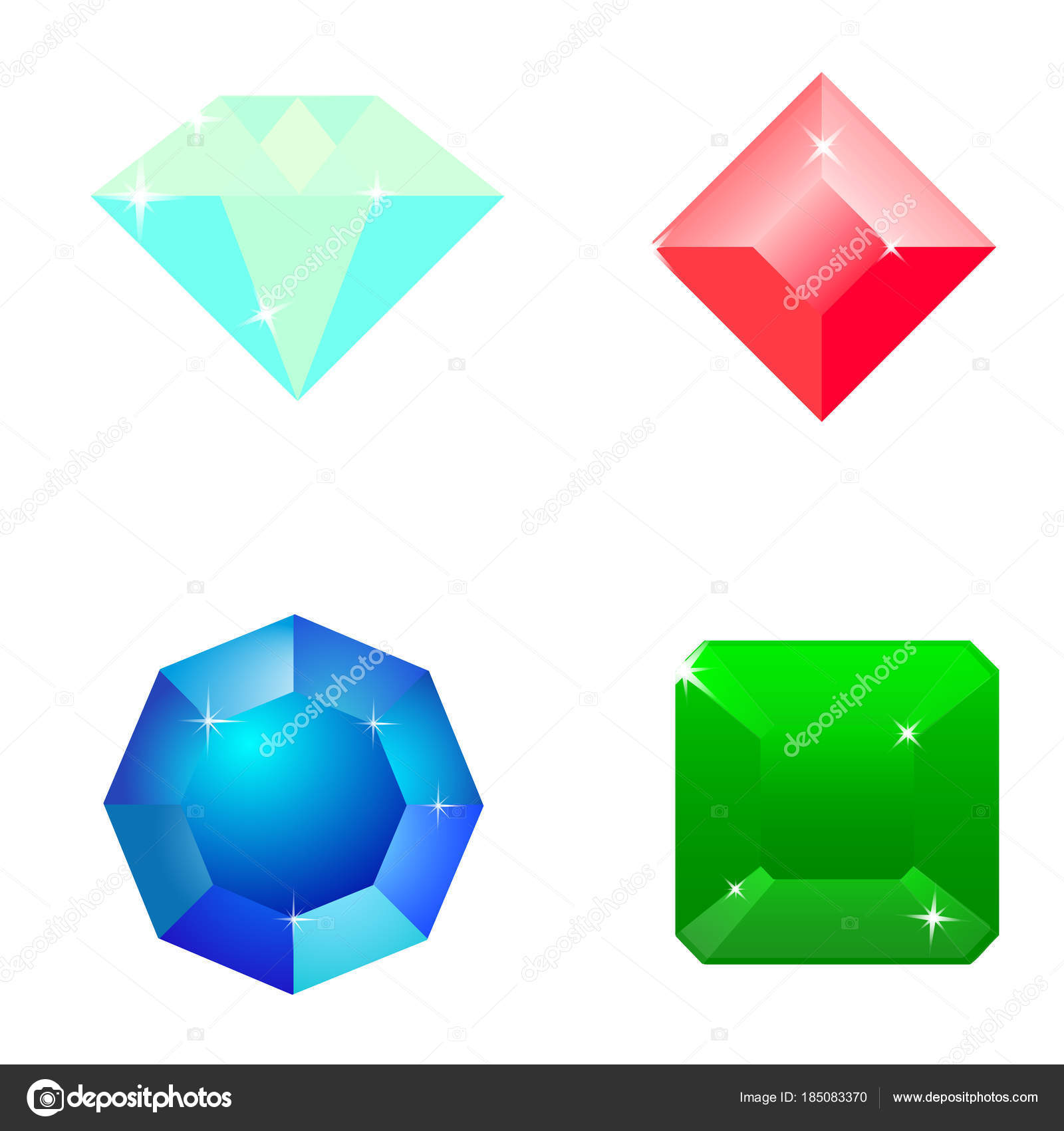 A set of icons of precious stones. Vector Illustration. Stock Vector ...