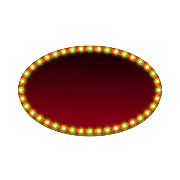 Blank 3d rectangular retro light banner with shining lights. Red sign ...