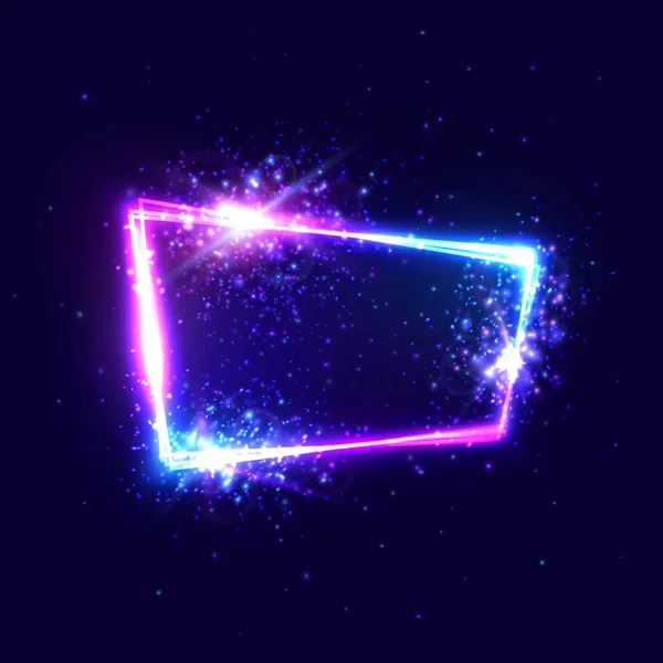 Neon sign with glass texture plate on black brick wall background ...