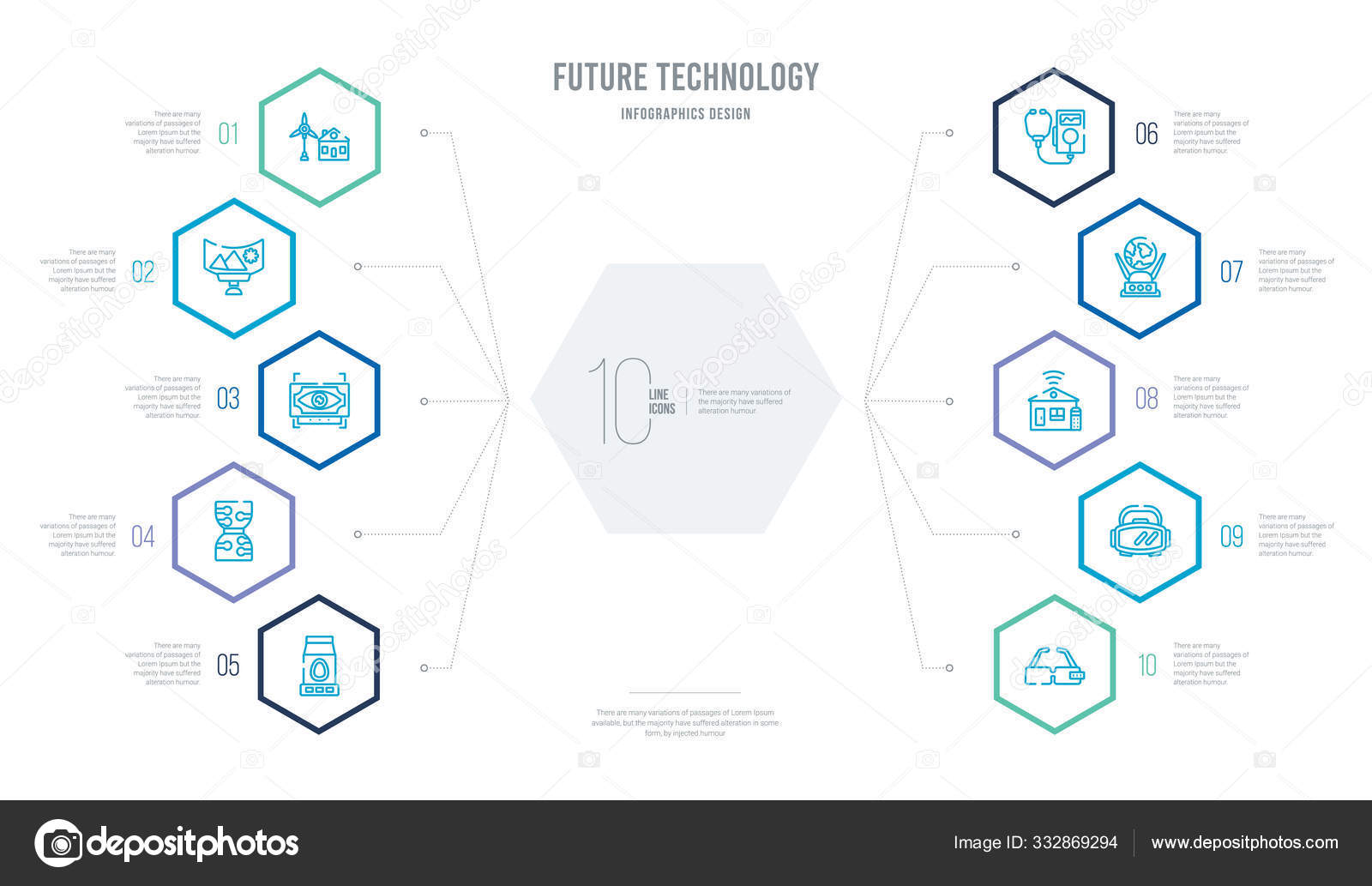 Future technology concept business infographic design with 10 he Stock ...