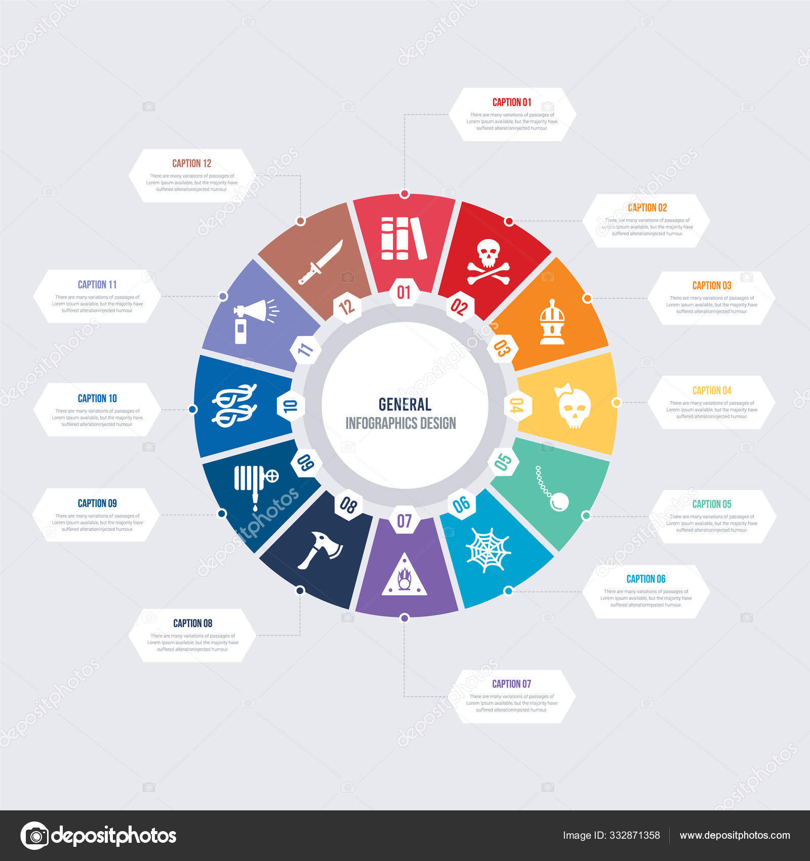 Round 12 options general infographic template design. strong kni ...