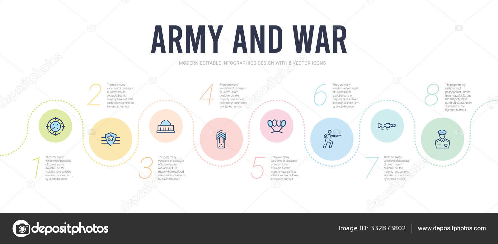 Army and war concept infographic design template. included gener ...