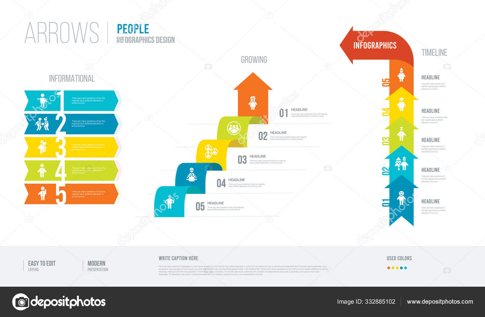 Arrows style infogaphics design from people concept. infographic Stock ...