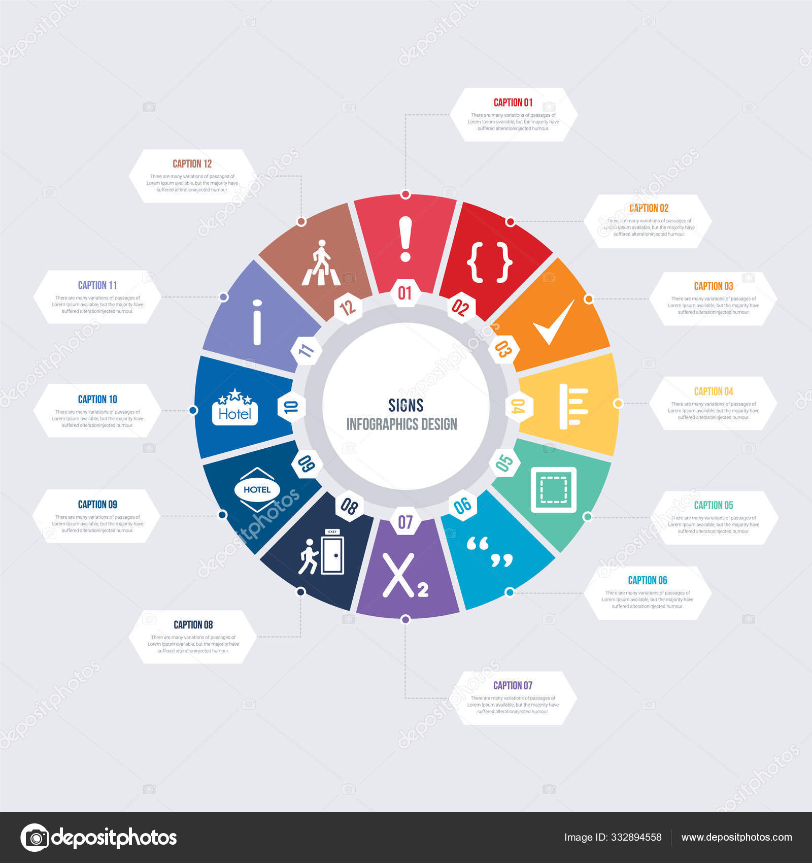 Round 12 options signs infographic template design. crossing, in ...