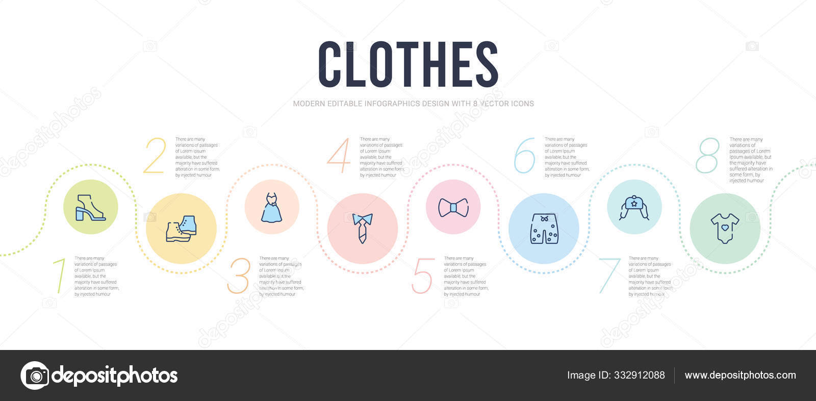 Clothes concept infographic design template. included baby grow, Stock ...