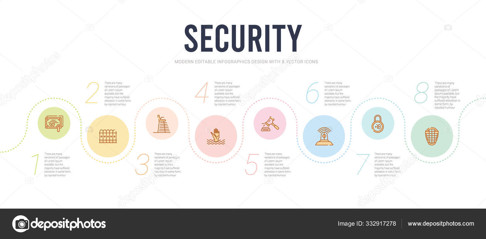 Security concept infographic design template. included checke sh ...