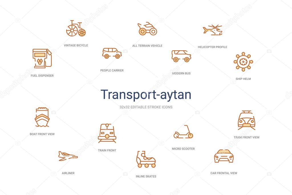 concepto de transporte-aytan 14 iconos de contorno de colores. 2 color ...