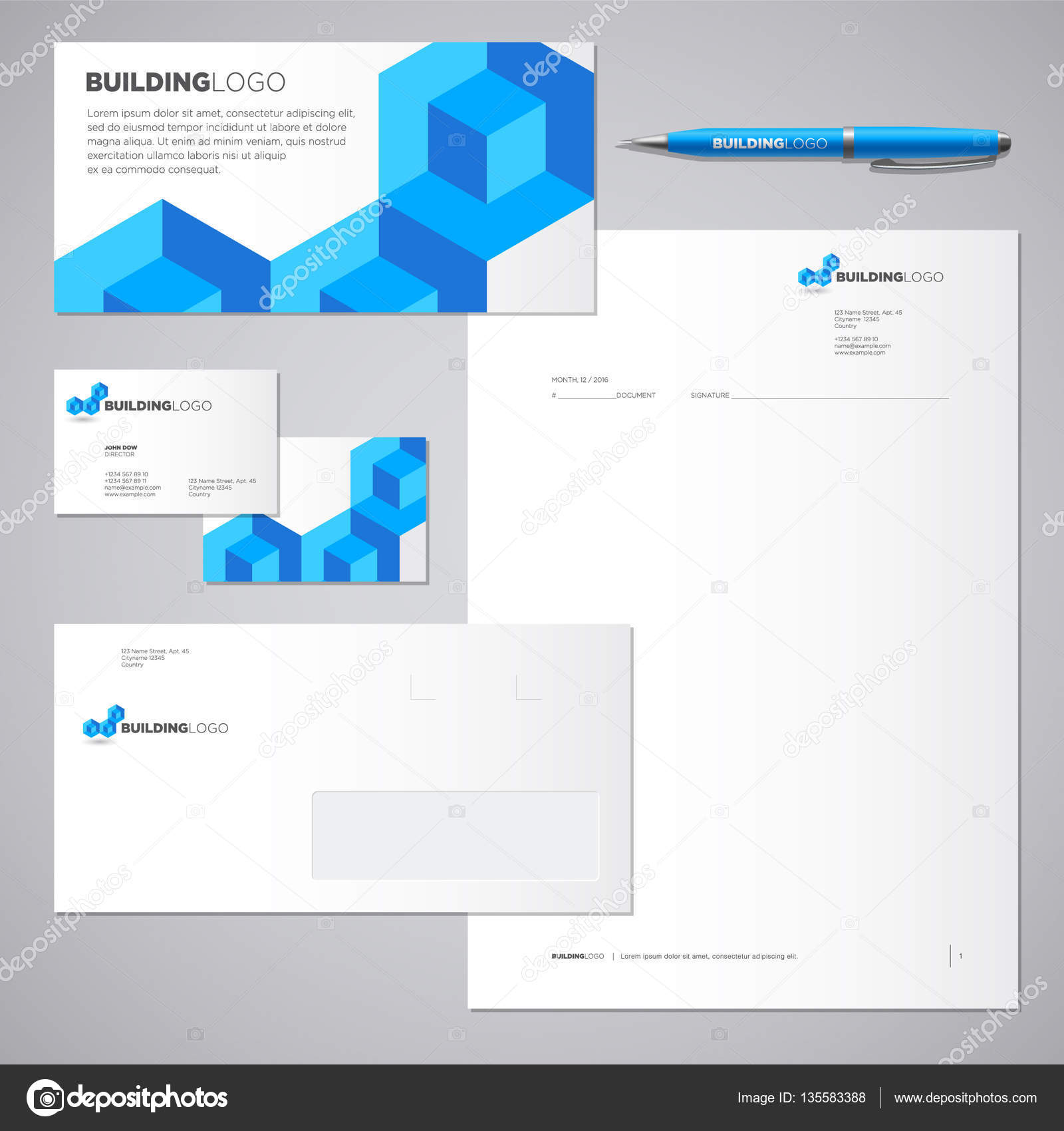 Blue brick building logo. Identity and logo. Stock Vector Image by ...