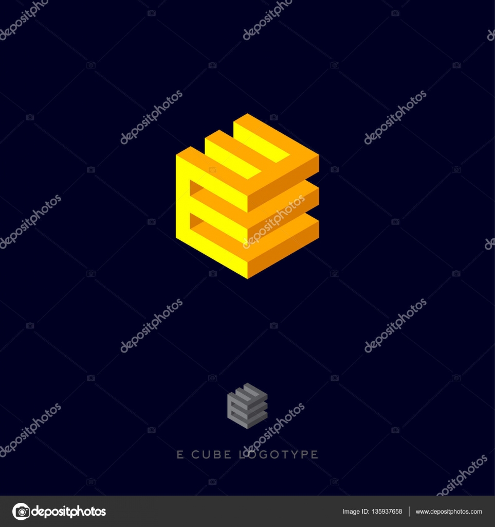 E cube yellow logo. Building Logo. E monogram. Stock Vector Image by ...