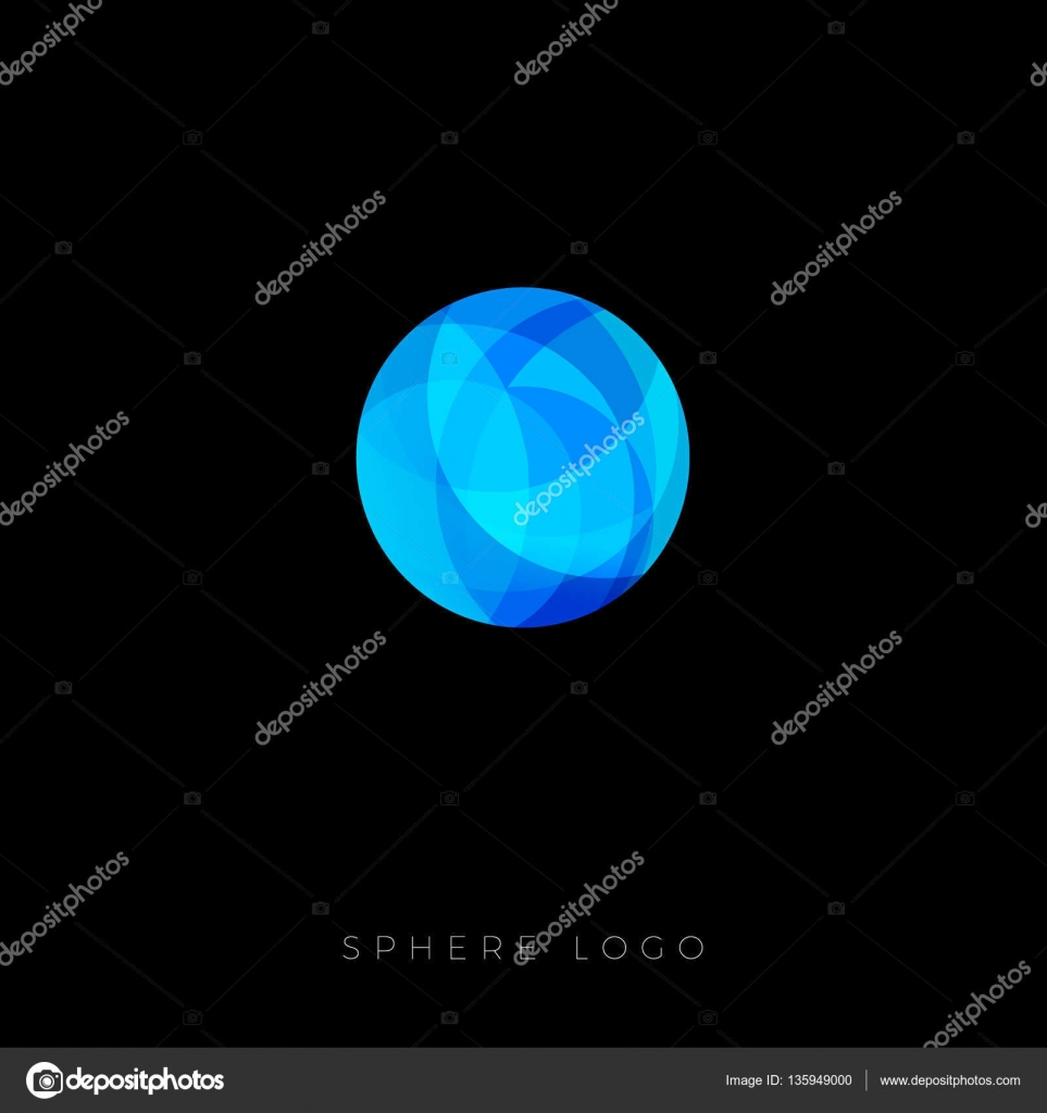 Sphere logo. Blue mosaic sphere on dark background. Stock Vector Image ...