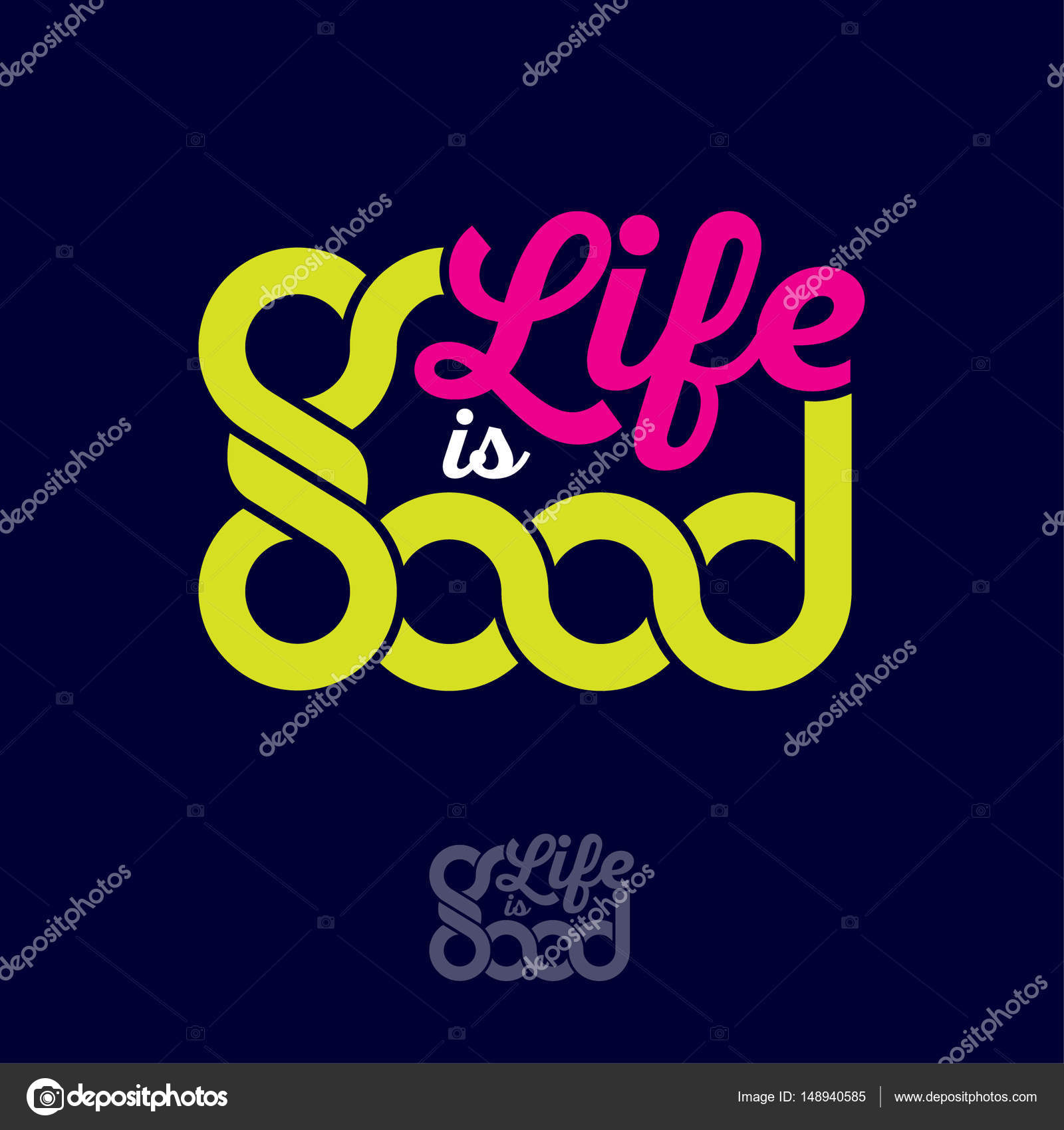Life is good poster or card. Print for T-shirt. Stock Illustration by ...