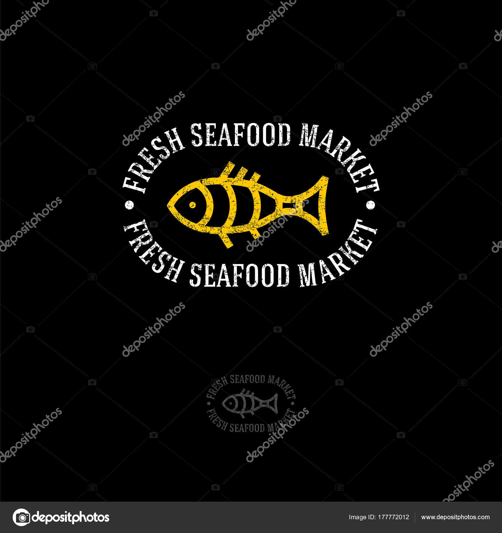 Logotipo Del Mercado Mariscos Pescado Fresco Una Pescadería Restaurante ...