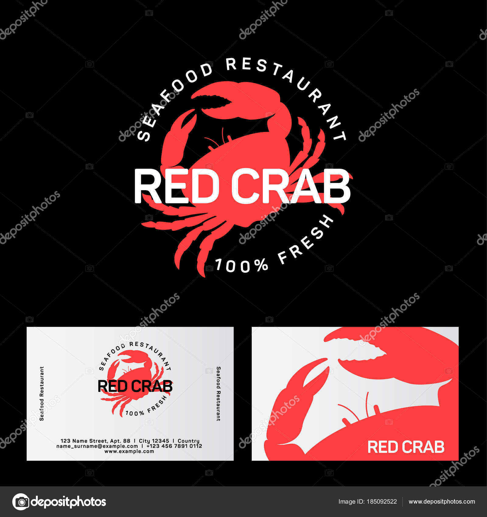 Red Crab Logo Red Crab Restaurant Logo. Seafood Restaurant Emblem.