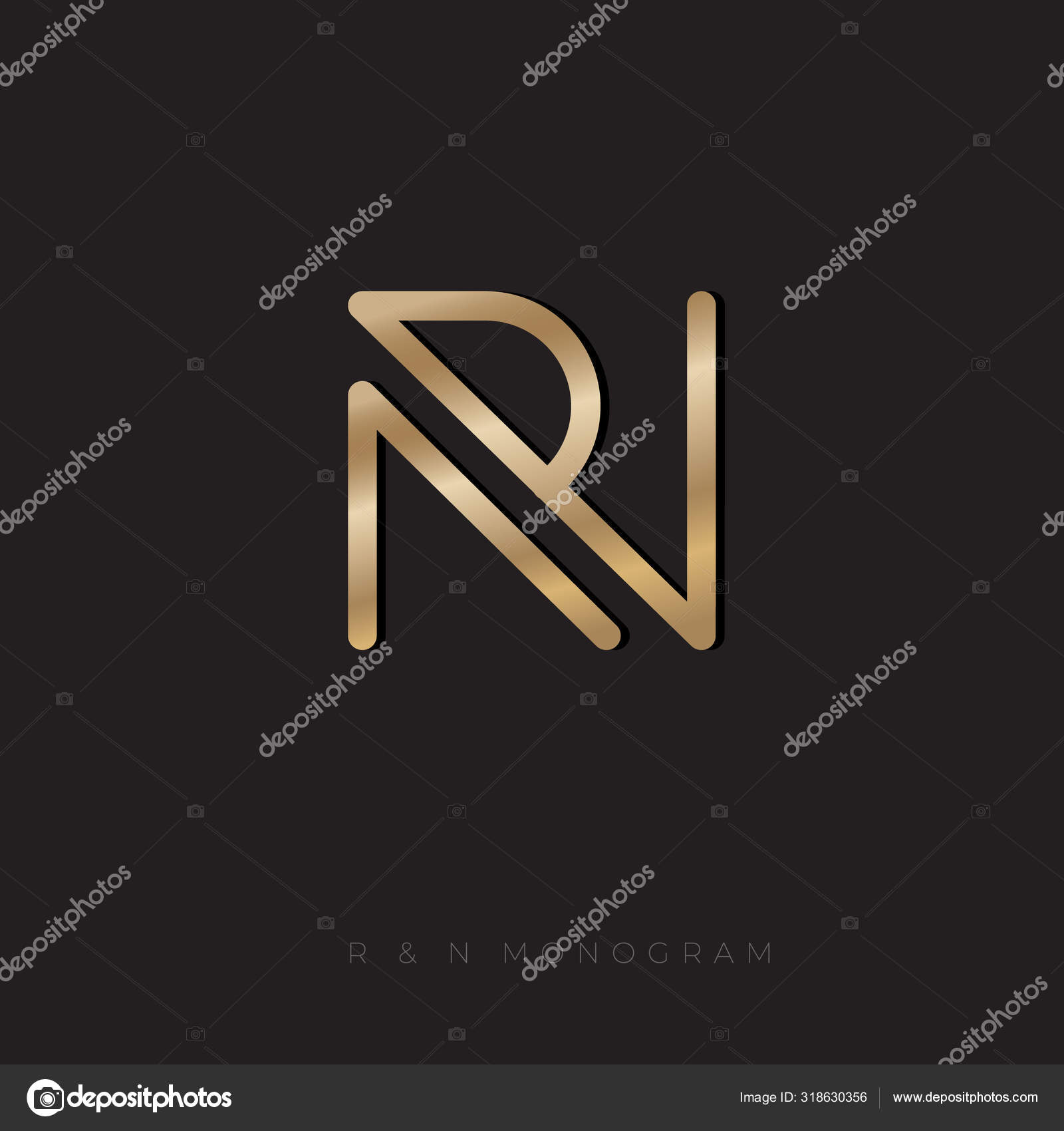 Monogram Linear Monogram Black Backgrounds Abstract Golden Emblem Stock ...