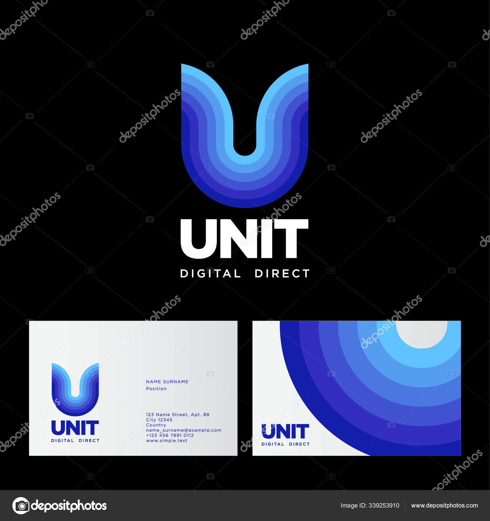 Monogram Unit Logo Letters Consist Some Strips Isolated Black ...