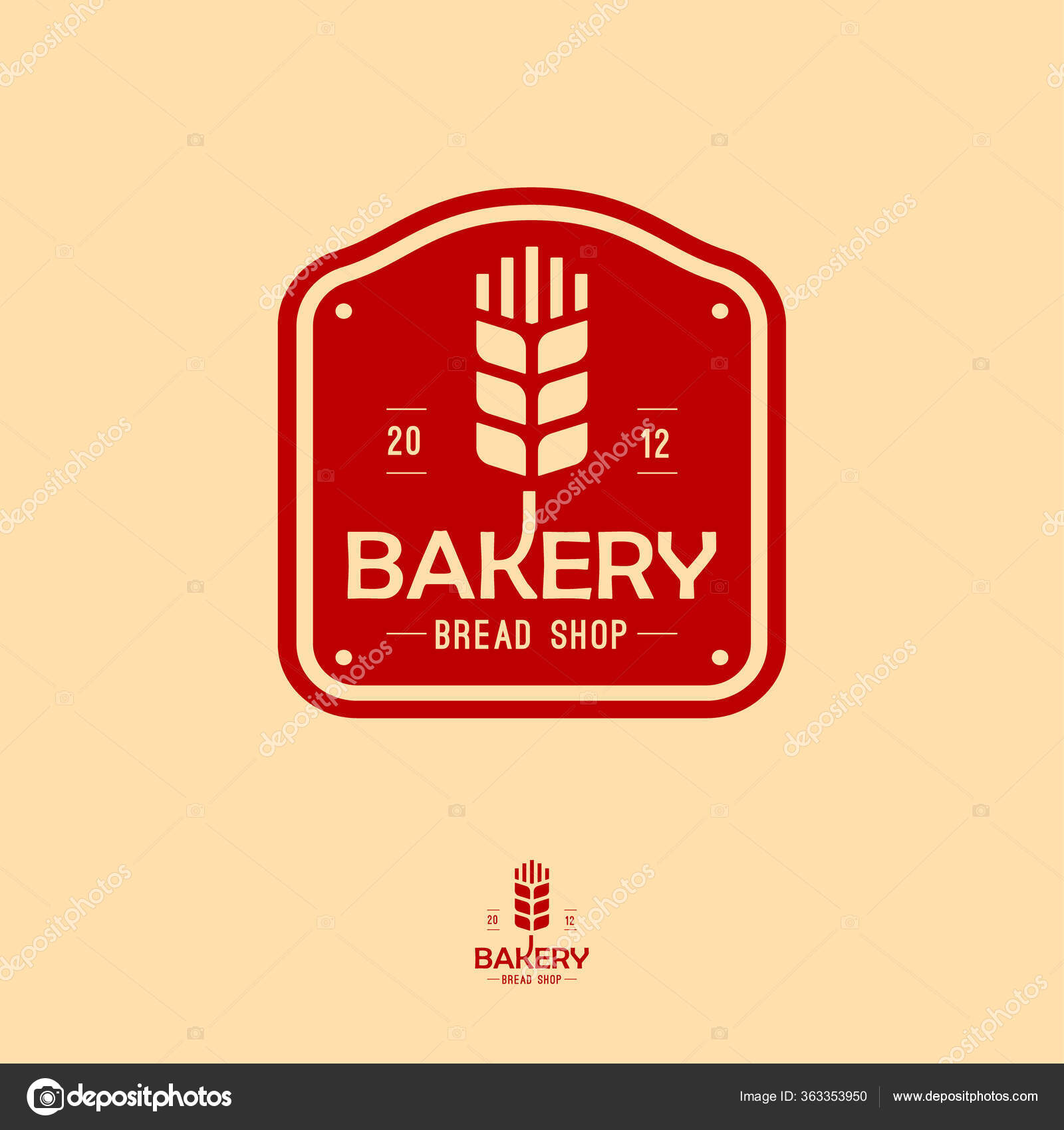 Logo Panadería Con Espiga Pan Emblema Para Hornear Logo Panadería Stock ...