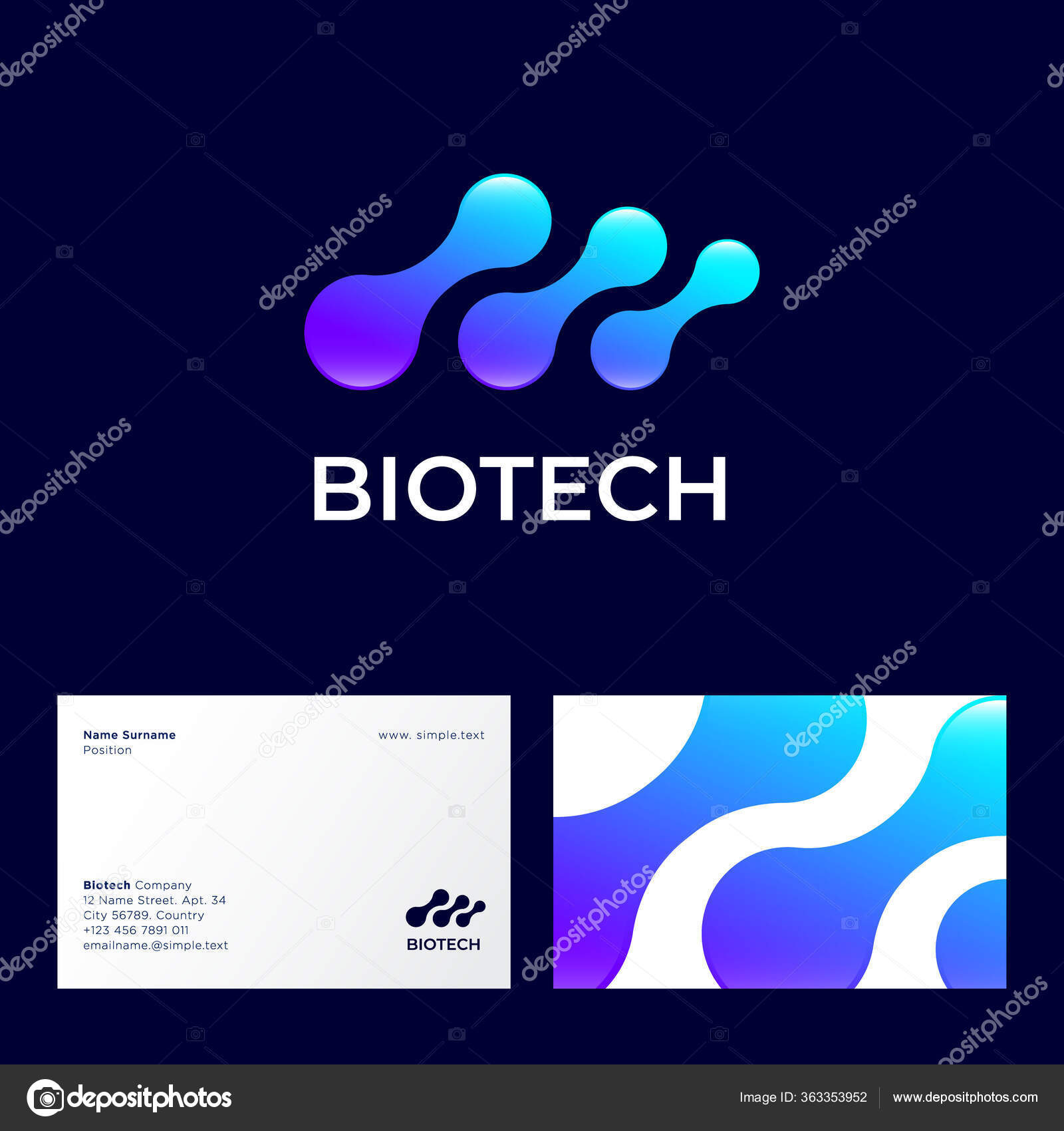 Biotech Logo Abstract Shapes Molecules Gene Blue Cells White Background ...