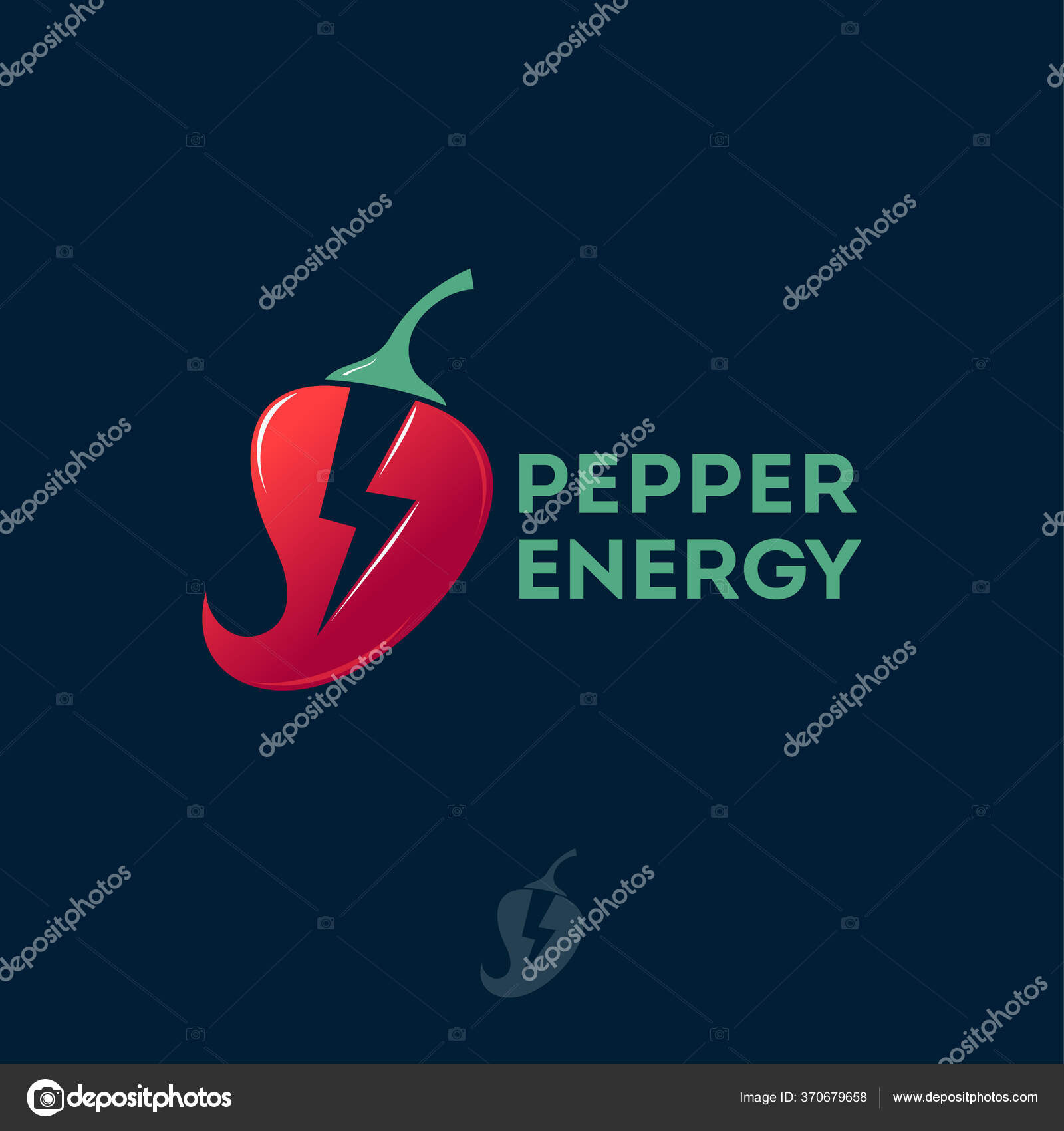 Spicy Red Pepper Logo Energy Food Logo Chilli Lightning Symbol Stock ...