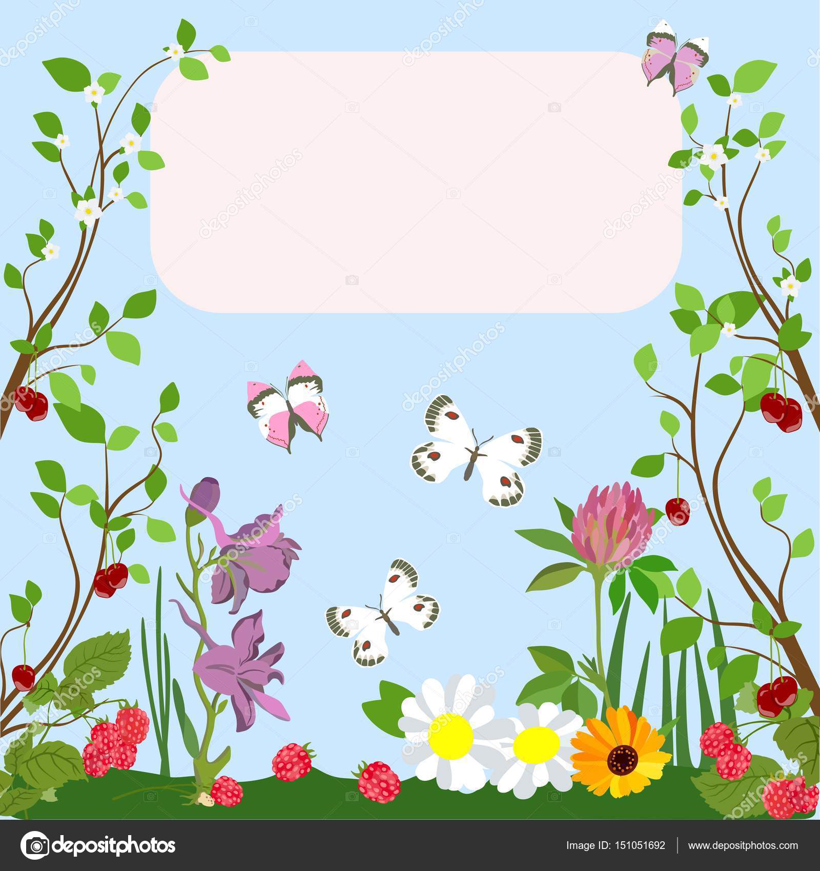 Colorful postcard with spring motive. Vector illustration. Stock Vector ...