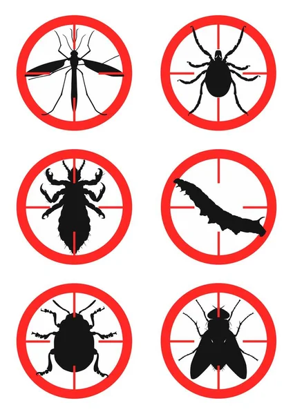 Collection of warning signs about harmful insects. Vector illustration ...